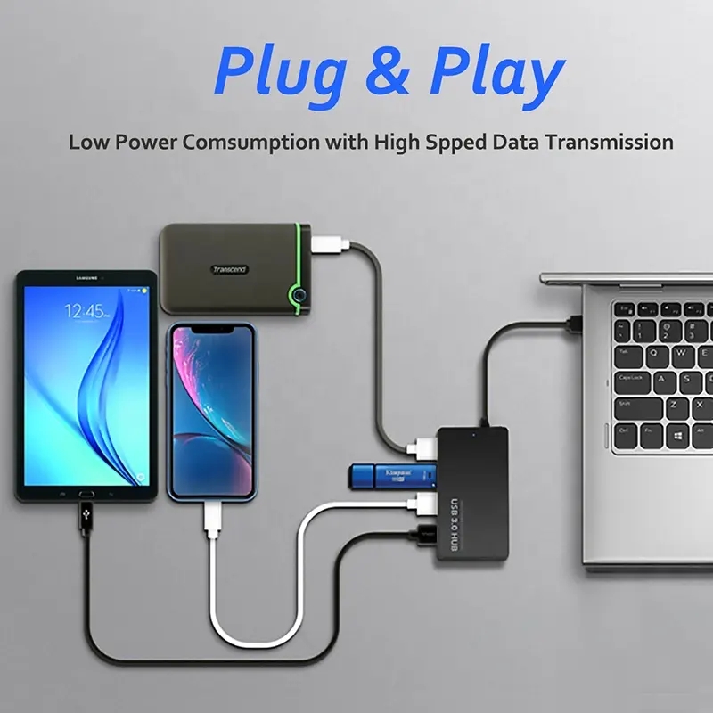 High Speed Portable USB 3.0 HUB 5Gbps Multi Ports USB Splitter 4 Ports ...