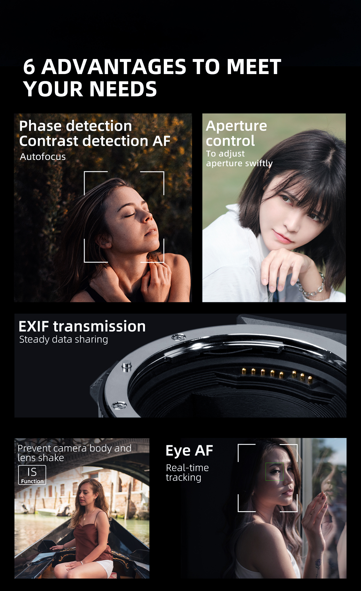 7artisans EF-EOS R AF Auto Focus Lens Adapter for Canon EF Lens to Canon EOS R Camera Eye Focus ...