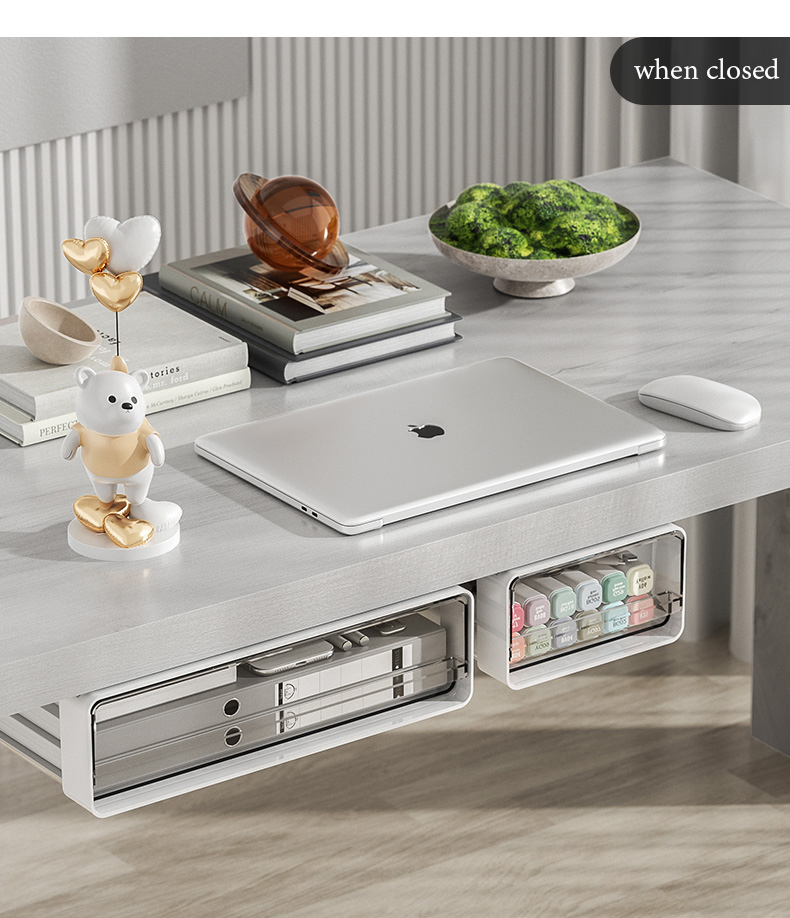 JAERSENT Under Table Desk Drawer Stationary Storage Box Self-adhesive ...