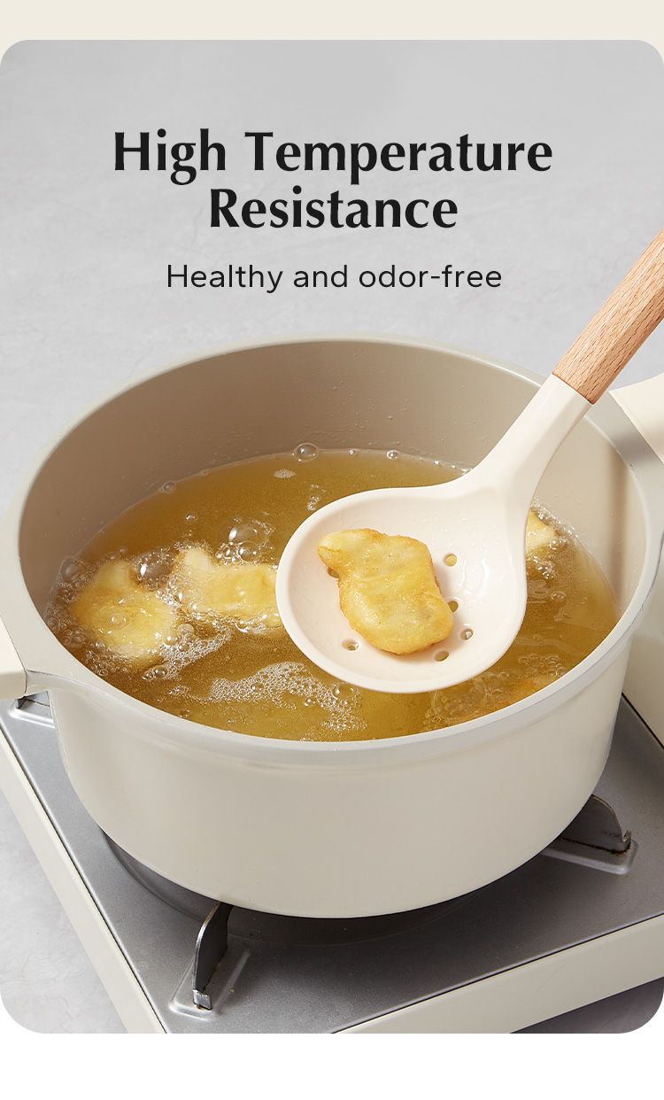 Redchef Solid Wood Silicone Utensils Turner/Slotted Turner/Ladle Food ...