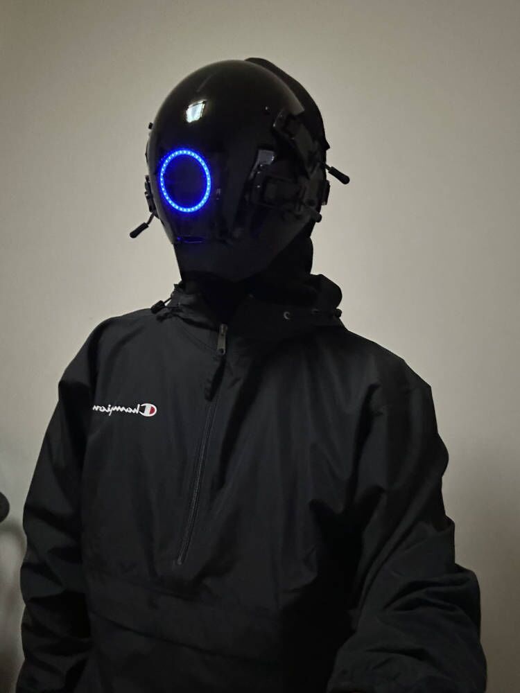 Cyberpunk Mask LED Round Light Role Playing Science Fiction Helmet ...