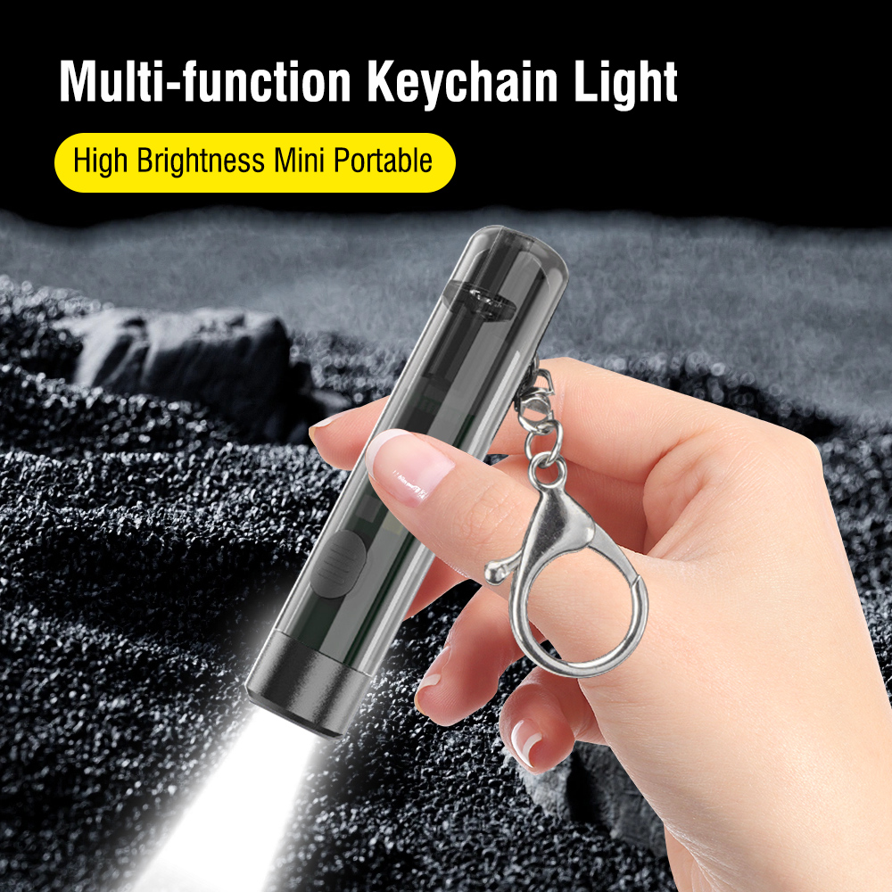BORUiT LED Keychain EDC Flashlight Type-C Rechargeable Mini Torch UV ...