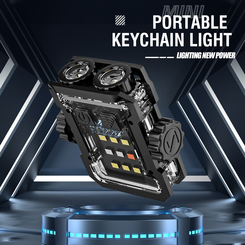 BORUiT LED Keychain EDC Flashlight Rotatable Type-C Rechargeable Torch ...