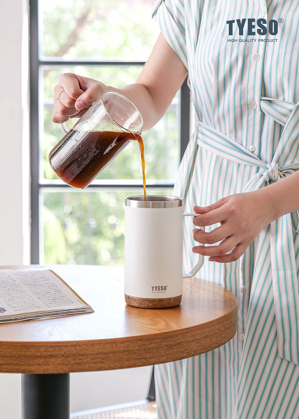 TYESO TS-8836/TS-8837 530ml/710ml 304 Stainless Steel Thermos Tumbler Bottle With Handle ...