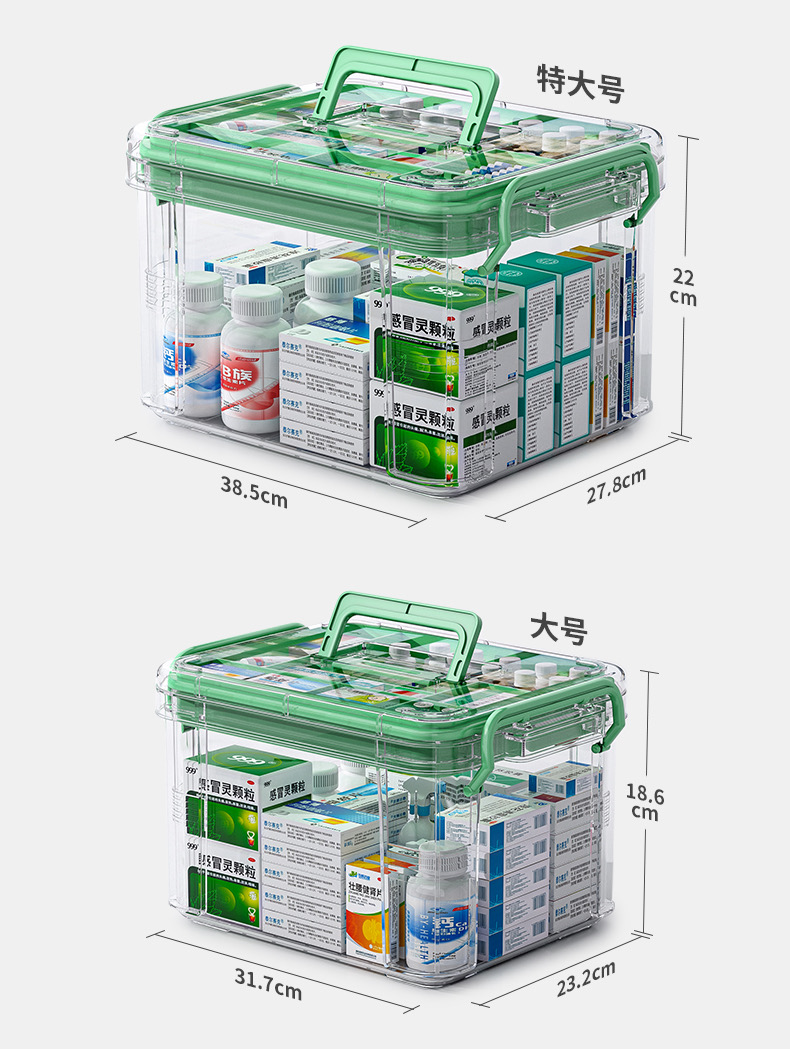 Transparent Visible First Aid Box Multifunctional Household Double ...