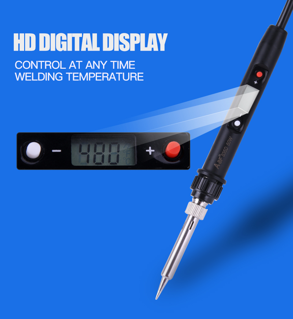 A-BF Digital Soldering Iron Kit 60W 220V Solder Wire Tweezers Soldering ...
