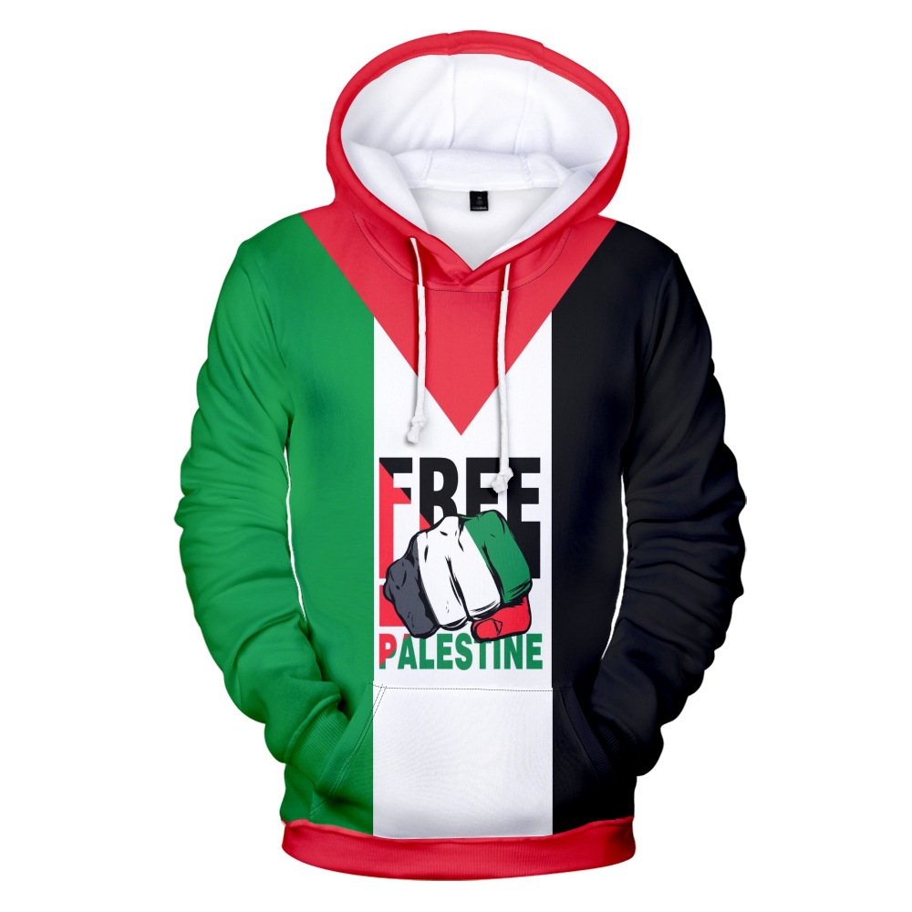 3D Printed Palestine National Flag Inspiration Hoodie Long Sleeve ...
