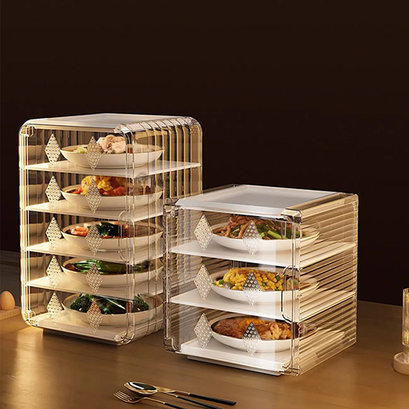 5-layer Food Cover Plastic Transparent Stackable Food Storage Safe Box ...