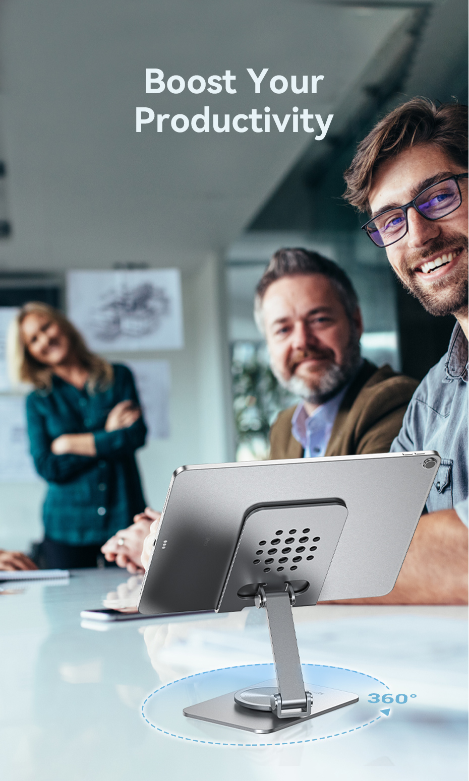 Vention Aluminium Alloy Phone Stand With 360° Rotatable Base Desktop Mobile Phone Stand ...