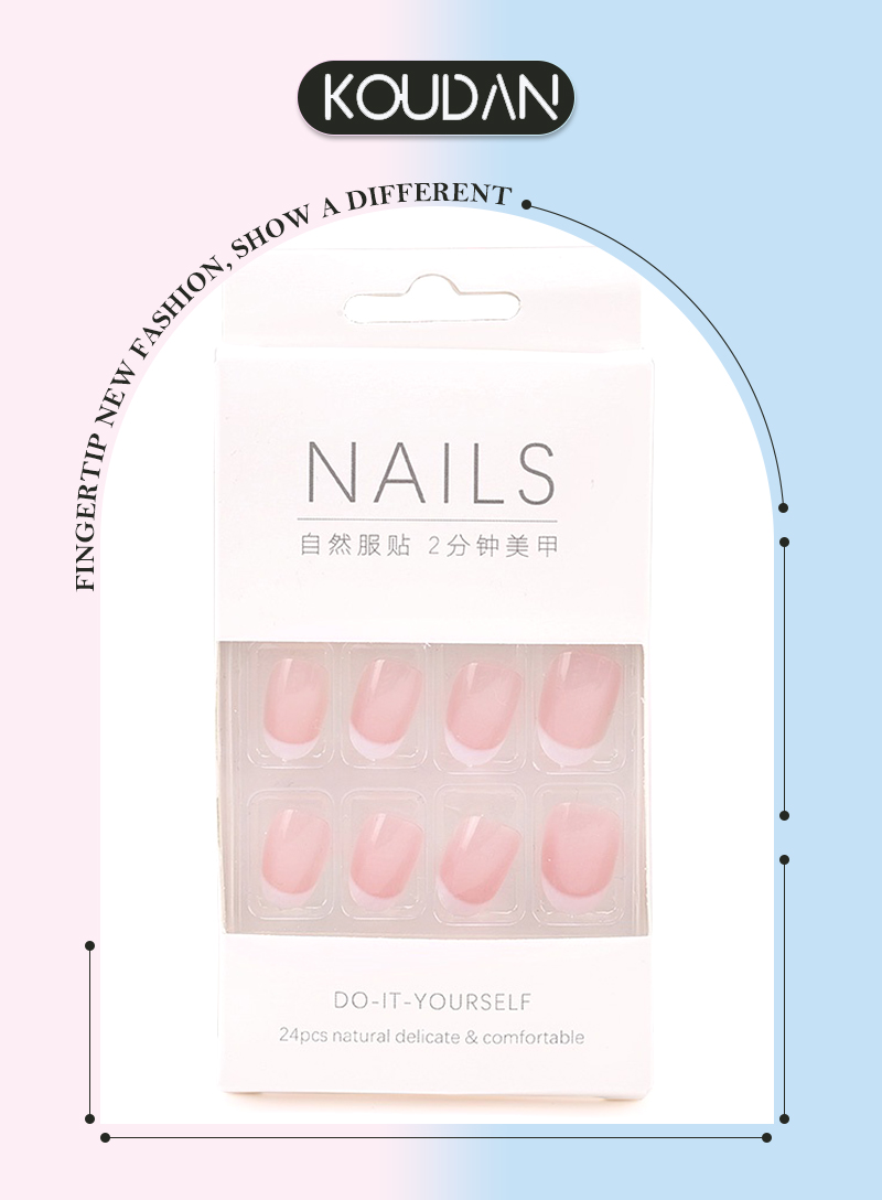 Fake Nails Natural Shiny Skin Color Full Cover Sticker Manicure Nail ...