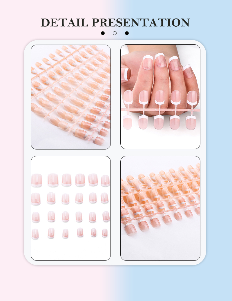Fake Nails Natural Shiny Skin Color Full Cover Sticker Manicure Nail ...