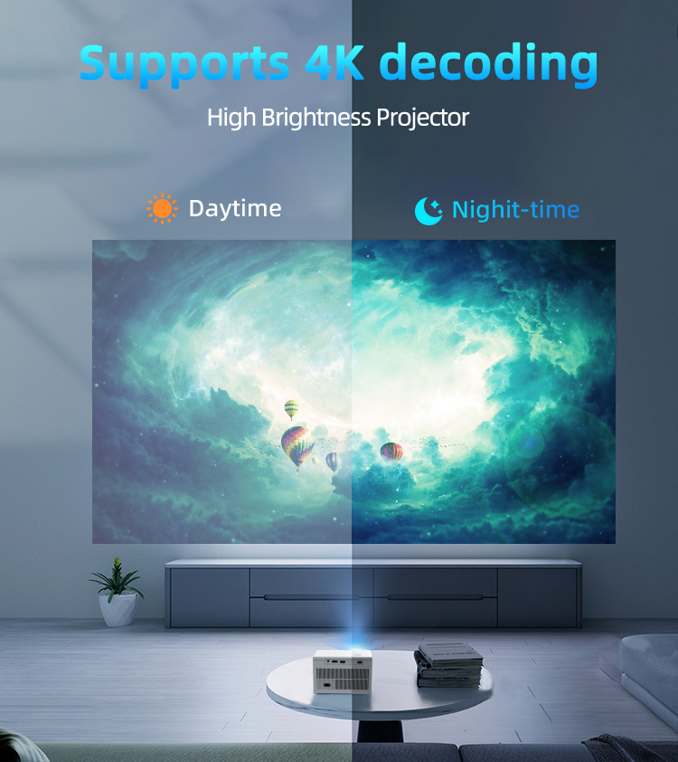 Smart Projector Android 10.0 4K 1080P Bluetooth 4.0 UHD LCD Projector ...