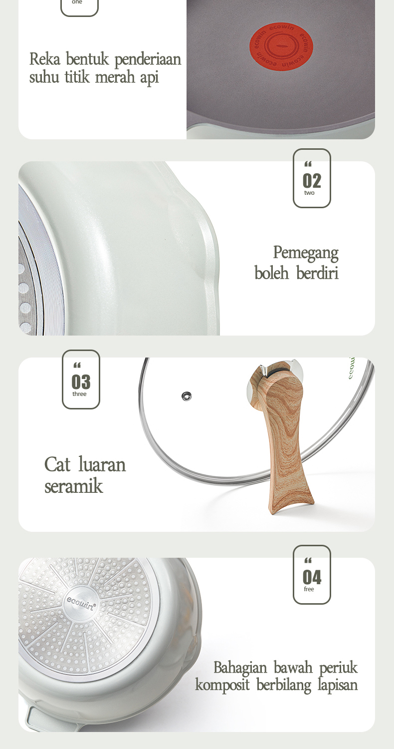 Ecowin cookware temperature sensing wok kuali non-stick pan comes with ...