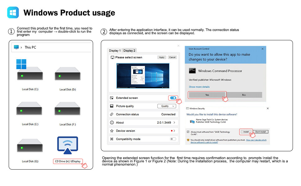 Lemorele HD10 Hub USB-A USB-C Adapter Type-C/USB-A 2.0 To Dual HDMI ...