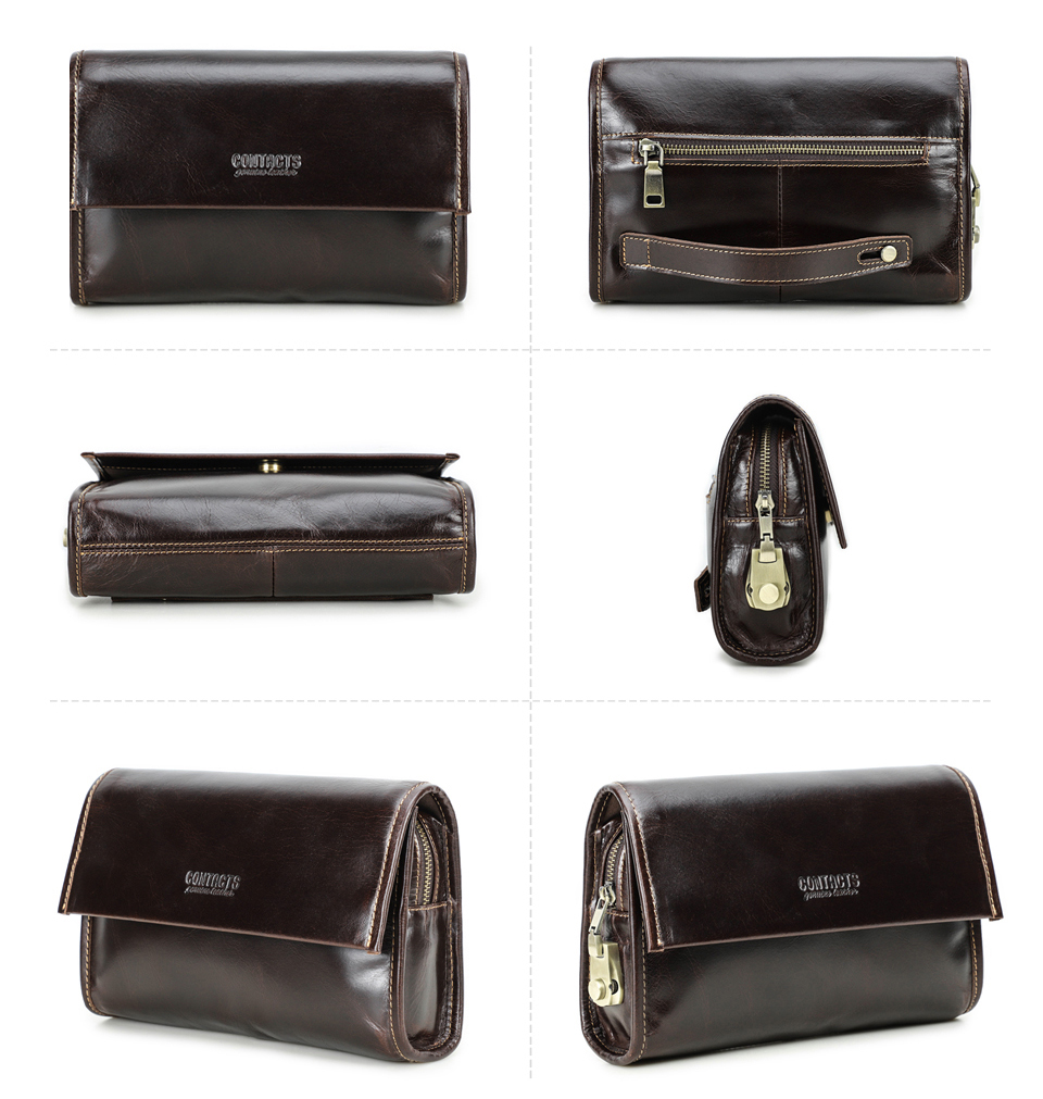 CONTACT'S Cowhide Clutch Bag for Men Password Lock Design Luxury ...