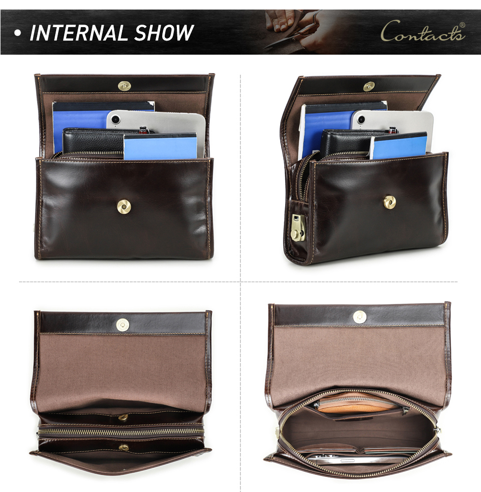 CONTACT'S Cowhide Clutch Bag for Men Password Lock Design Luxury ...