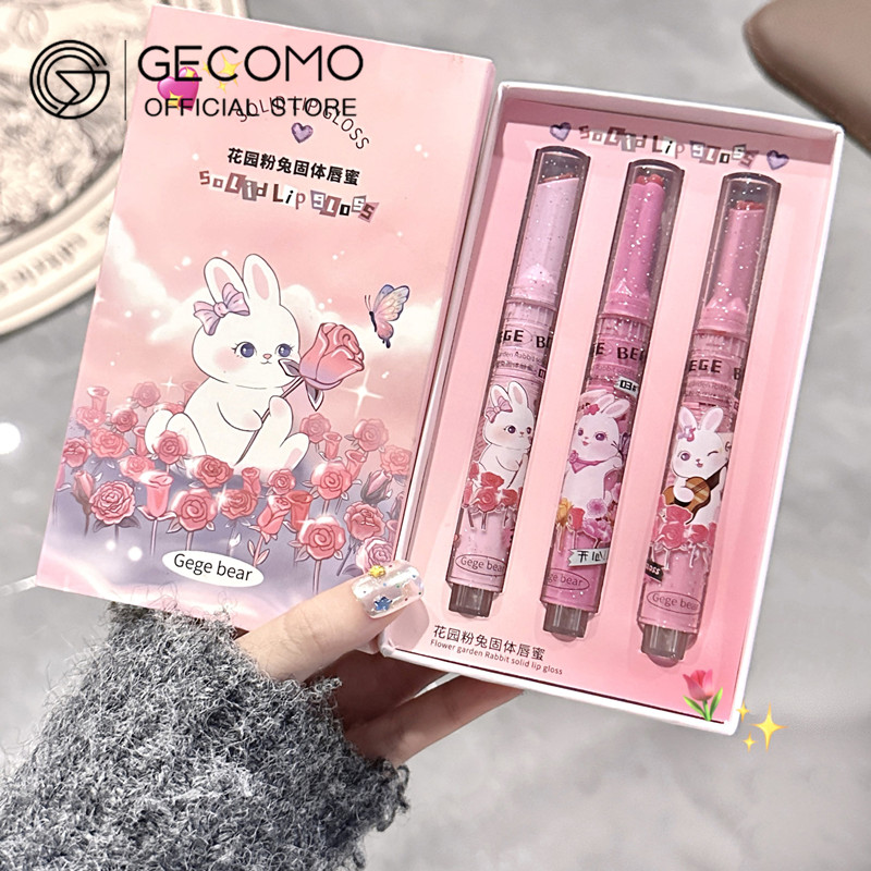 Cute Watery Mirror Lip Gloss, Garden Rabbit Lipstick Set, Press-on ...