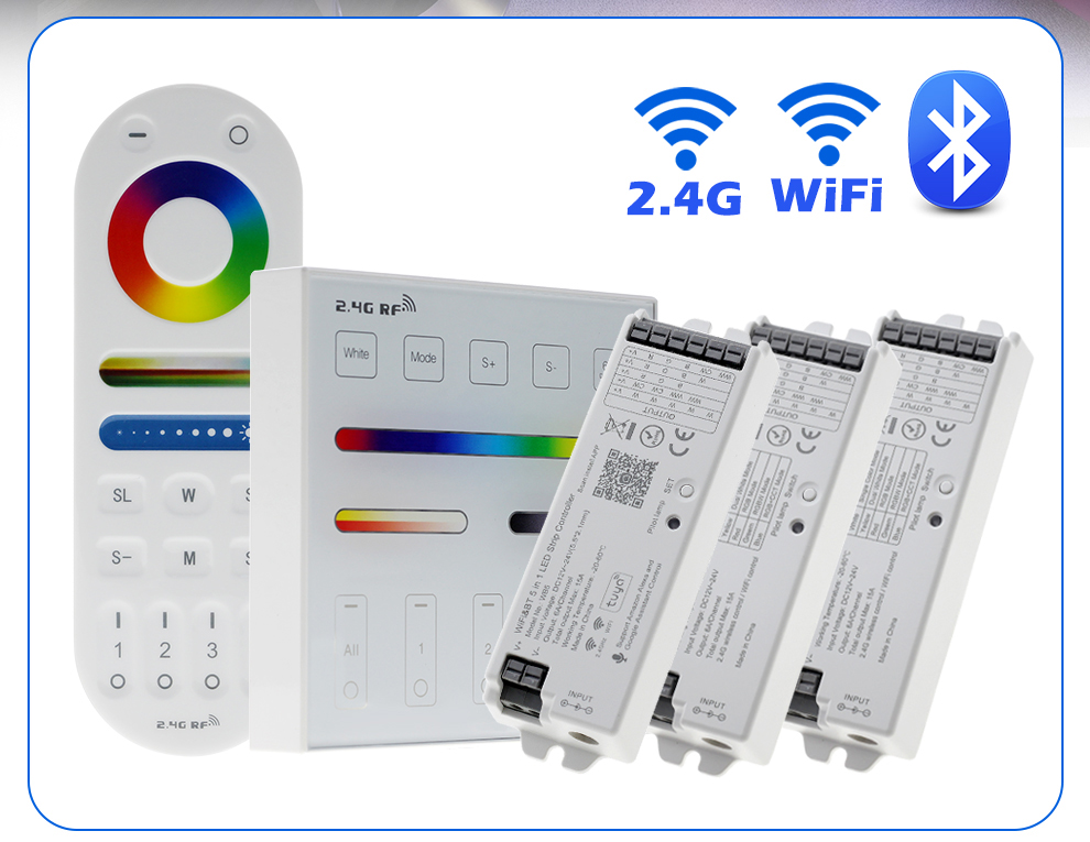 Smart LED Controller WiFi BT 5 IN 1 2.4GHz RF RGB+CCT Remote Controller ...