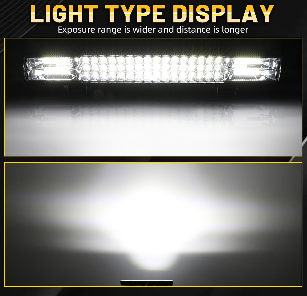 BraveWay Straight lights Putih Tri-row 12/20/26/32/40inch Led Light Bar ...