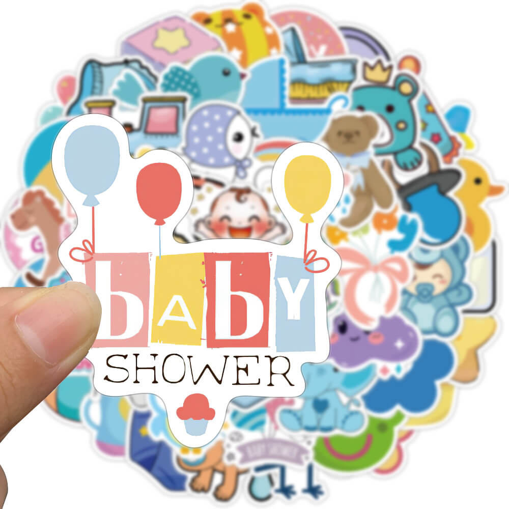 [Large Sticker]50pcs Cute Cartoon Baby Shower Stickers for Kids Toy ...