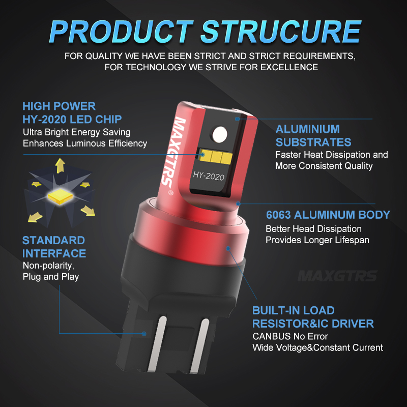 MAXGTRS 2x Super Bright T20 7443 7444 W21/5W 1157 BAY15D P21/5W 3157 P27/7W LED Light CSP DRL ...
