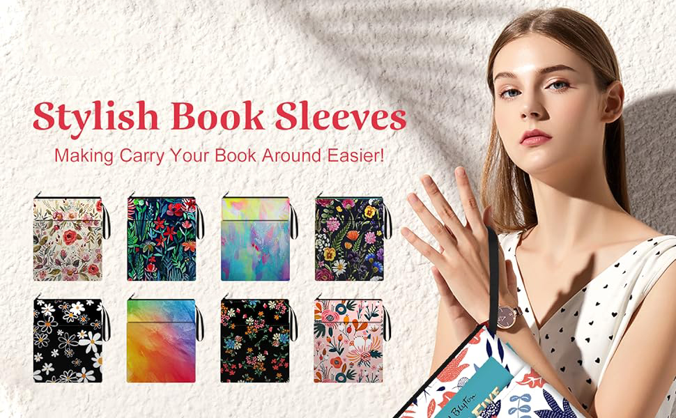 9''x11'' Book Sleeve with Zipper Book Cover for Book Lovers Book Pouch Book Protector Pouch Book ...