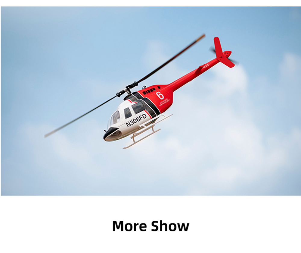 Flywing Bell-206 V3 RC Helicopter RTF PNP 6 Channel 1/16 Brushless ...