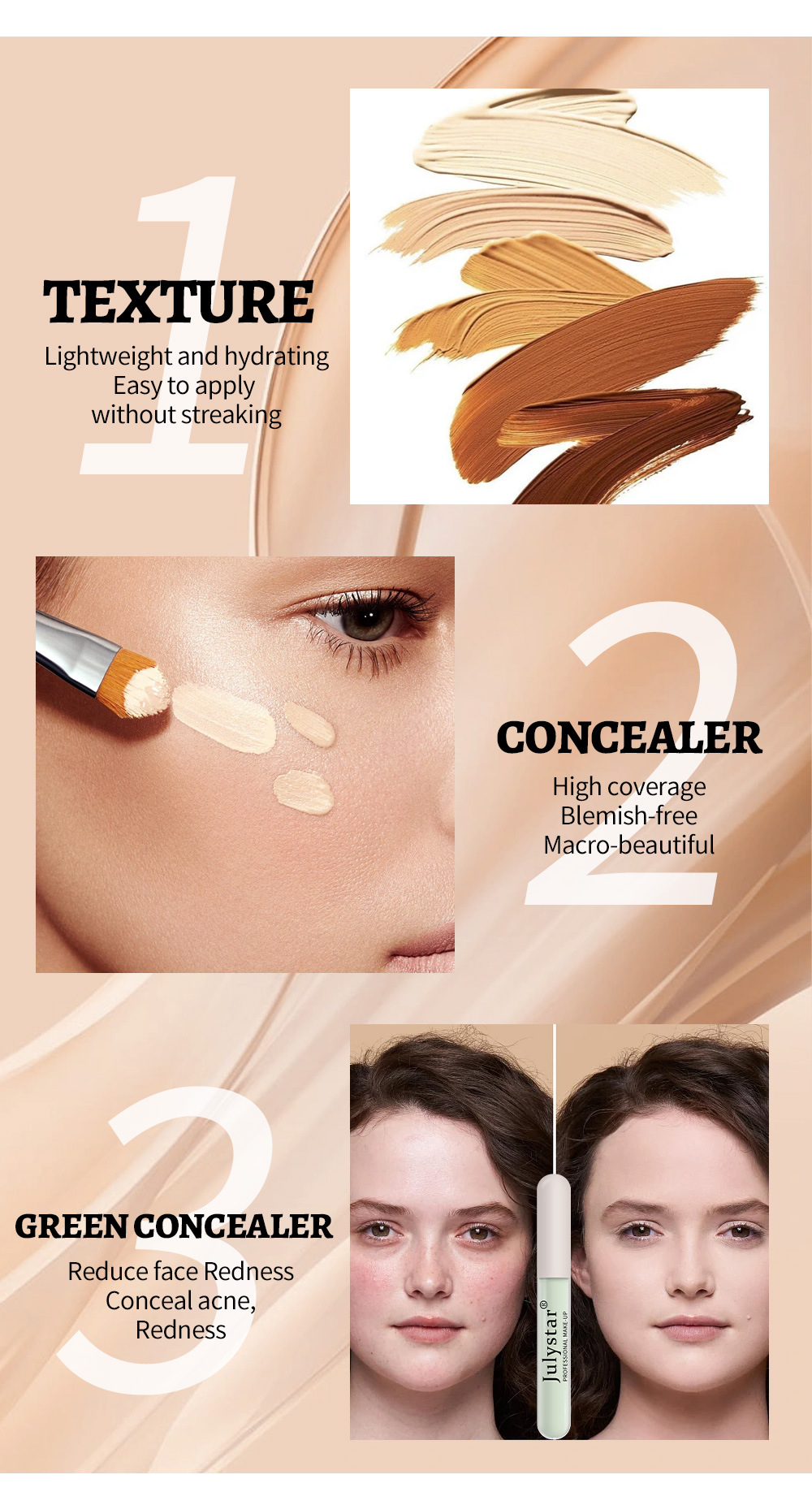 Julystar Cross-border Beauty Face Cover Spots Acne Mark Concealer 6 ...