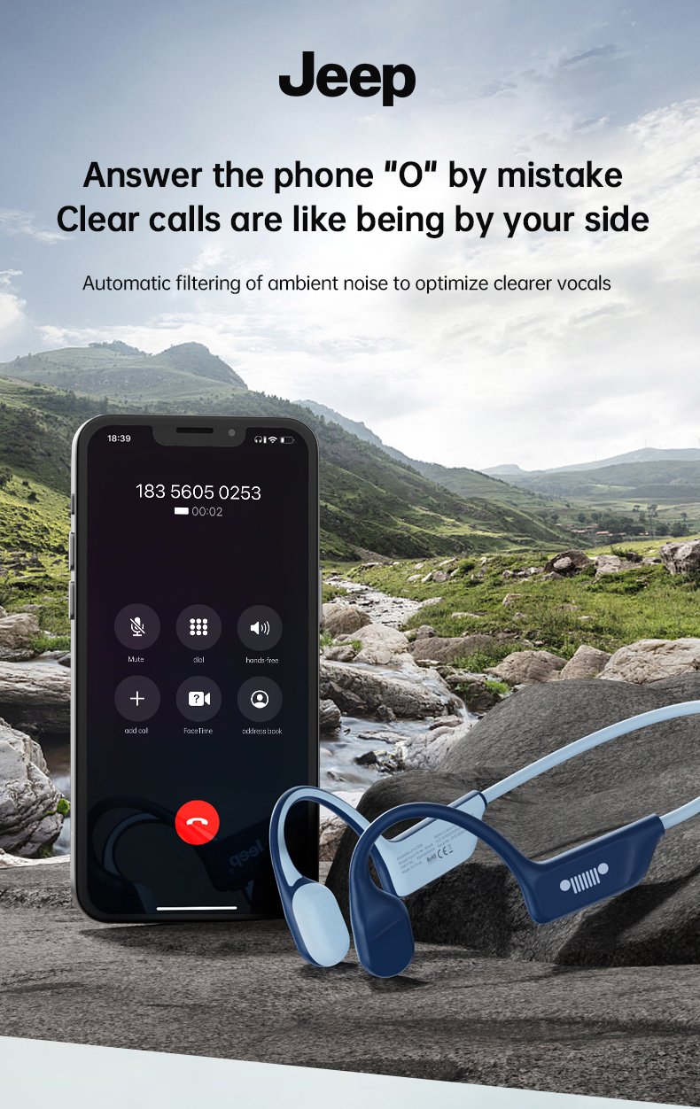 Jeep EC006 Bone Conduction Hearphones IPX6 Water/Sweat Resistant HiFi Sound Quality Sport ...