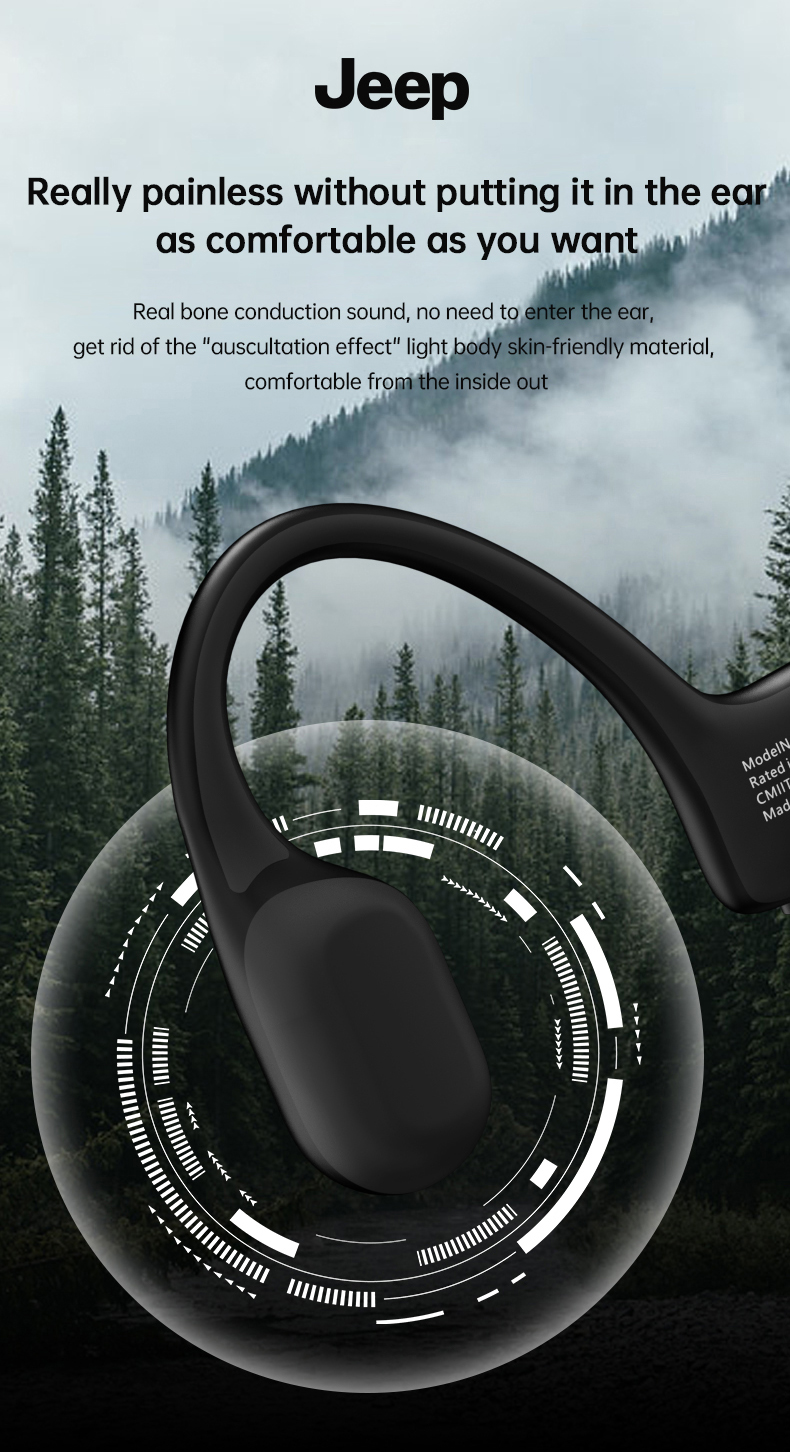 Jeep EC006 Bone Conduction Hearphones IPX6 Water/Sweat Resistant HiFi Sound Quality Sport ...