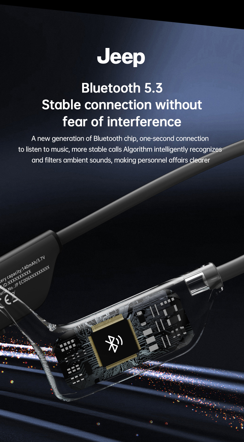 Jeep EC006 Bone Conduction Hearphones IPX6 Water/Sweat Resistant HiFi Sound Quality Sport ...