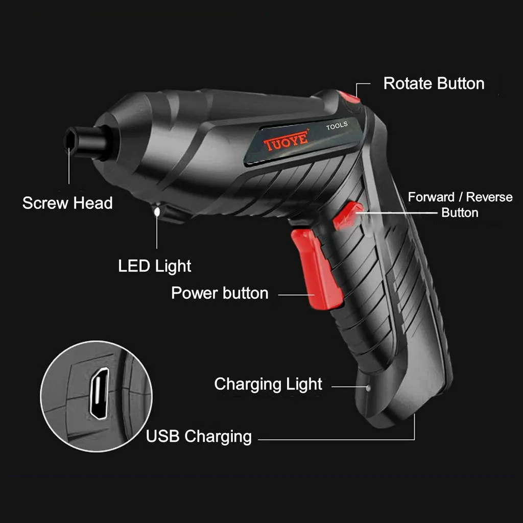【Malaysia Spot Sale】47PCS Cordless Electric Screwdriver Drill 47 pcs 3 ...