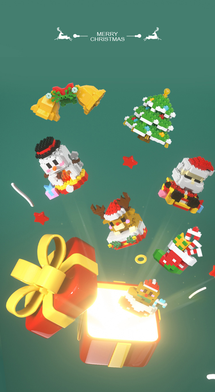 Nano Block Christmas 3in1 Santa Claus Elk Elf Building Blocks Christmas ...