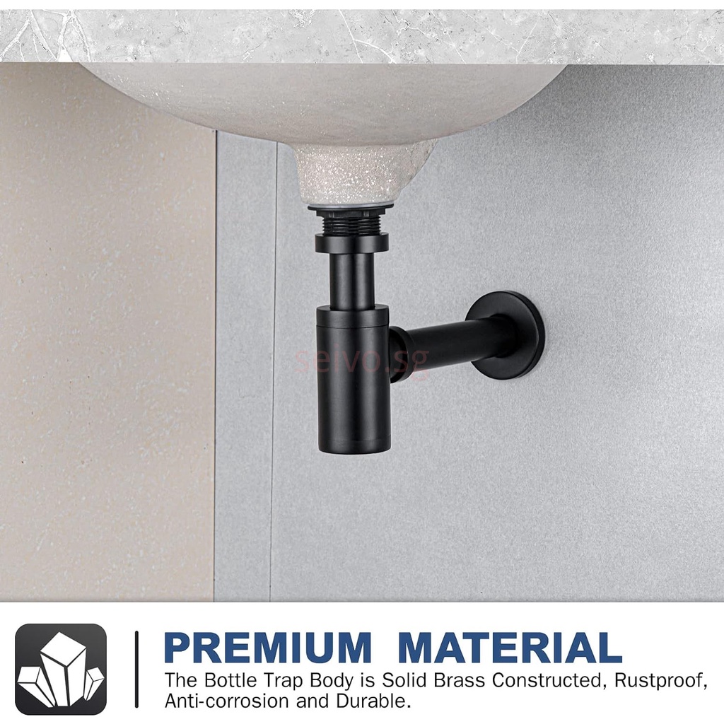 Basin Bottle Trap Bathroom Sink Stopper P-Trap Complete Set Adjustable ...
