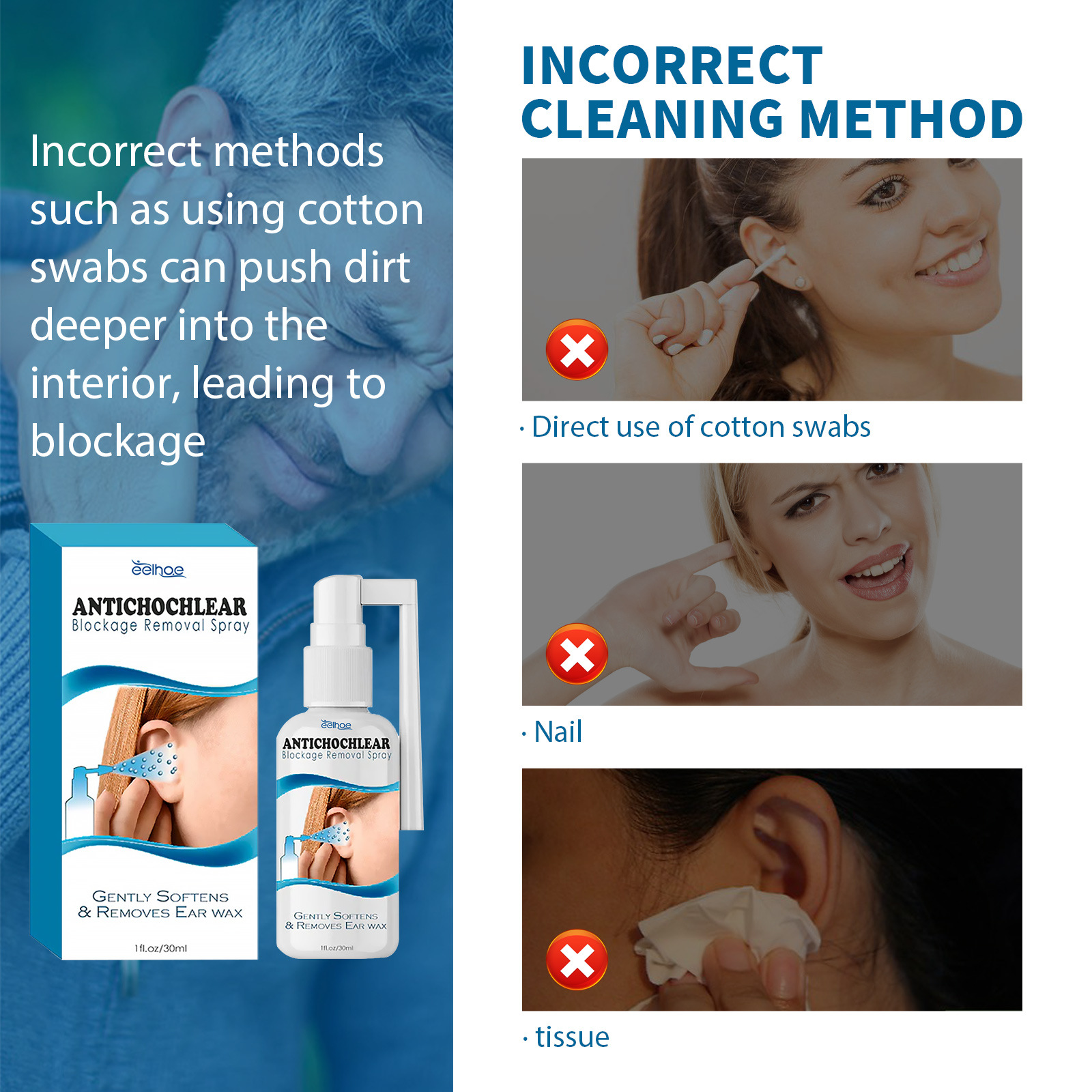 Eelhoe Ear care spray Tinnitus Soothing Spray Ear Piercing Spray ...