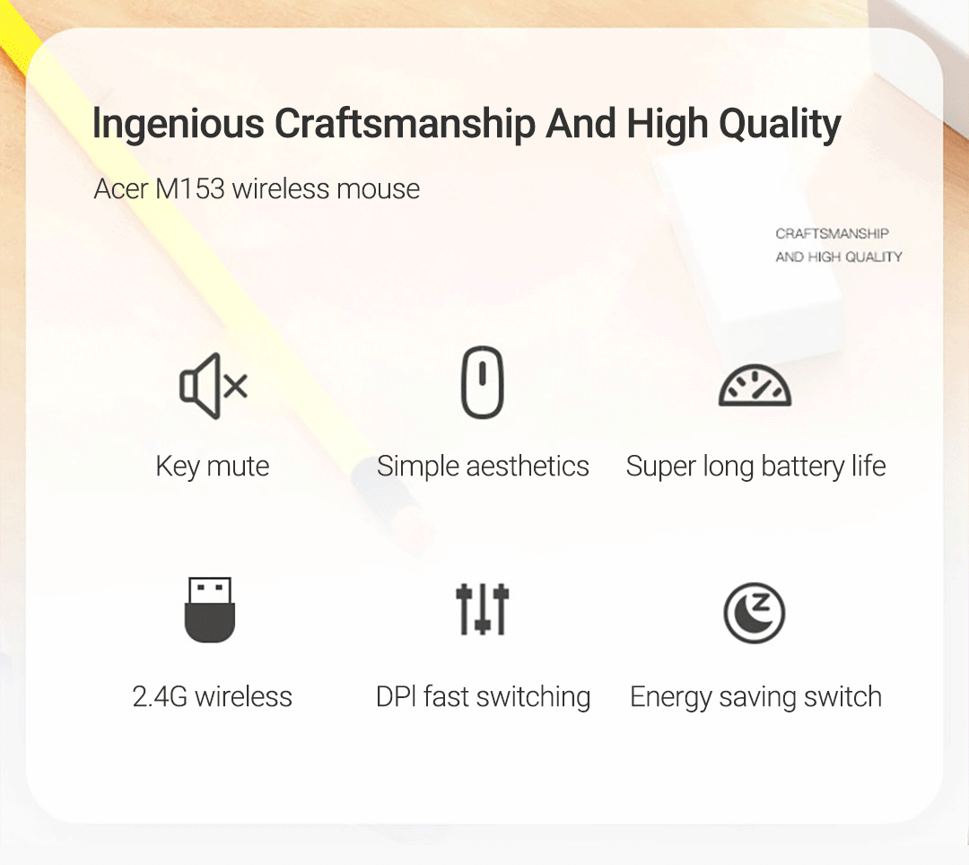 Acer Wireless Mouse M153 Mute Mouse Three Speed DPI Adjustment 2.4G Wireless Connection | Shopee ...