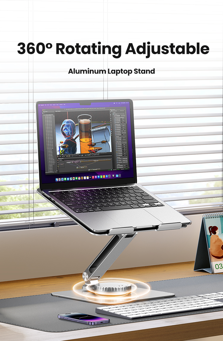 UGREEN Foldable Laptop Stand With 360° Rotating Swivel Lock Button ...
