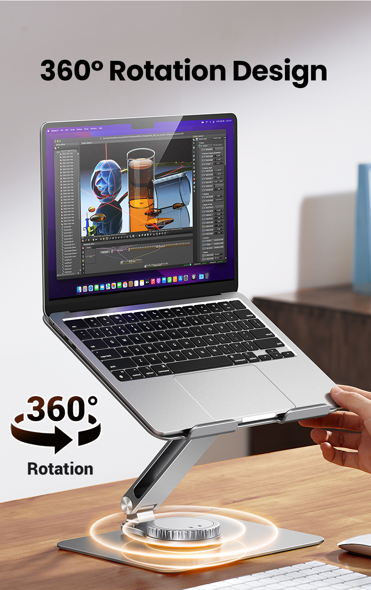 UGREEN Foldable Laptop Stand With 360° Rotating Swivel Lock Button ...