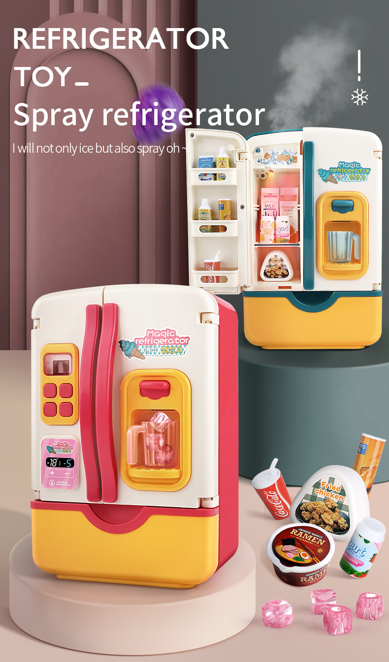 YIMI Kitchen Pretend Play Set Simulation Refrigerator Toys Dollhouse ...