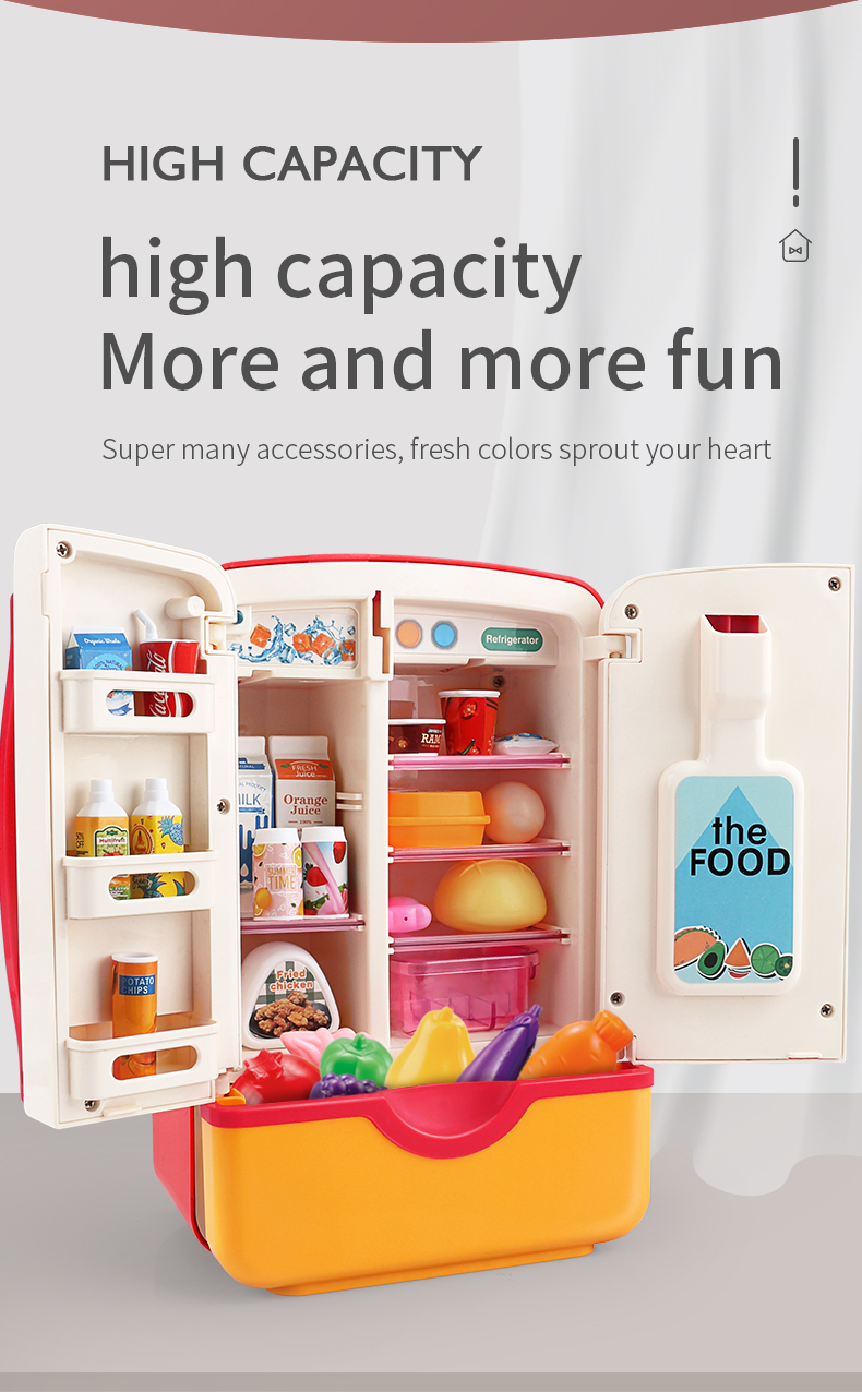 YIMI Kitchen Pretend Play Set Simulation Refrigerator Toys Dollhouse ...