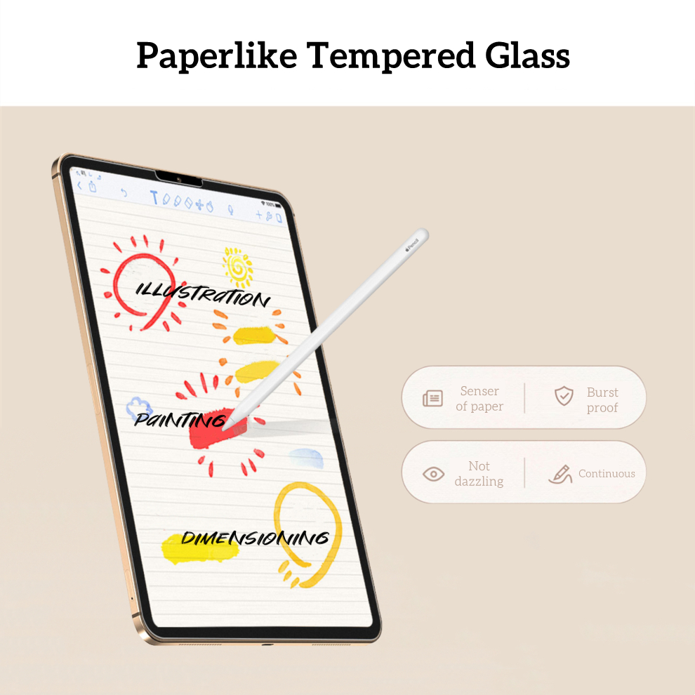 NIXXOS For iPad Paperlike Tempered Glass Matte Anti-Scratch Paper-Feel ...