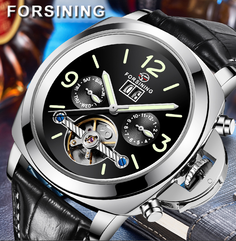 Forsining automatic watch top luxury men's mechanical watch tourbillon men's sports luminous ...