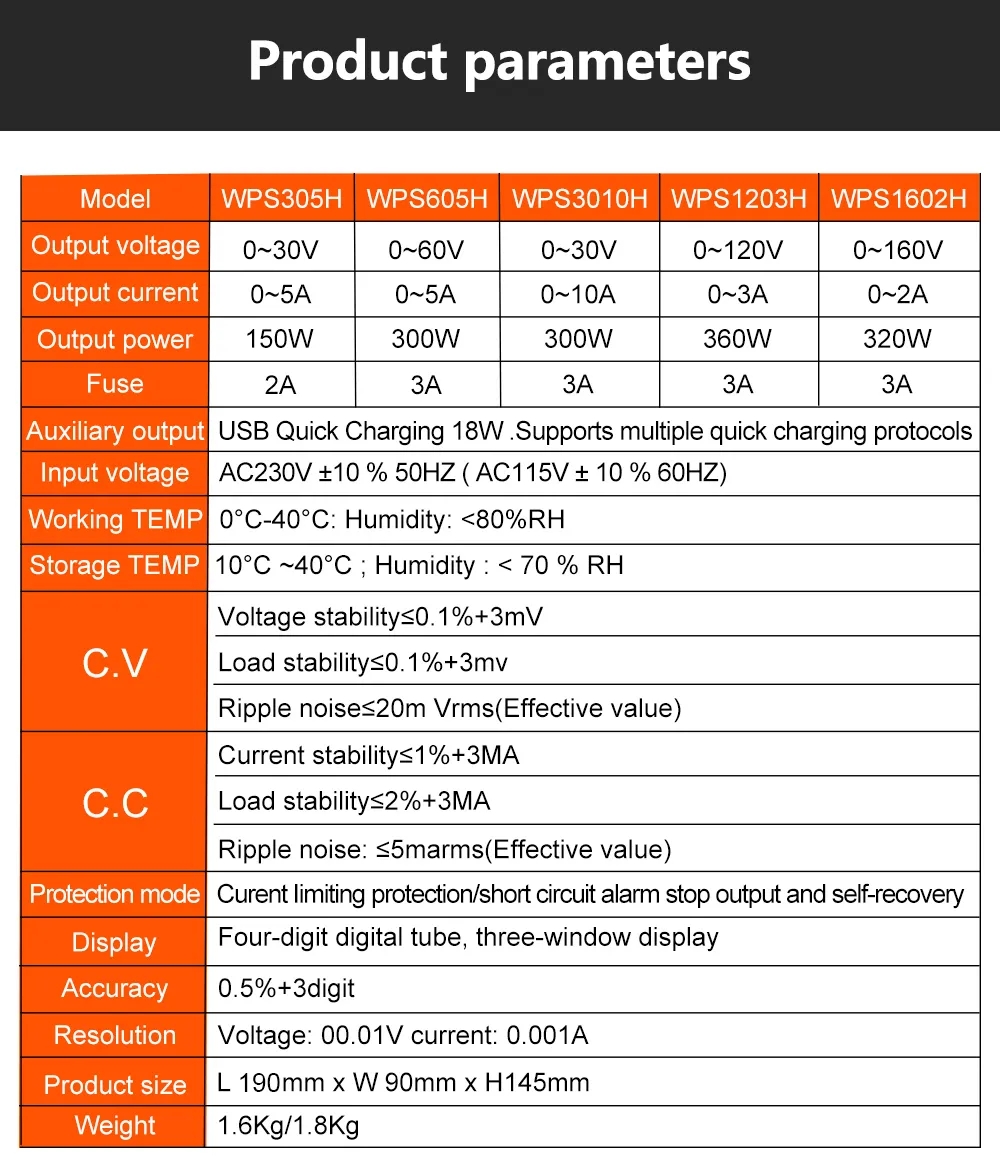 Wanptek Programmable DC Power Supply WPS3010H Laboratory Maintenance Workbench 30V 10A Voltage ...