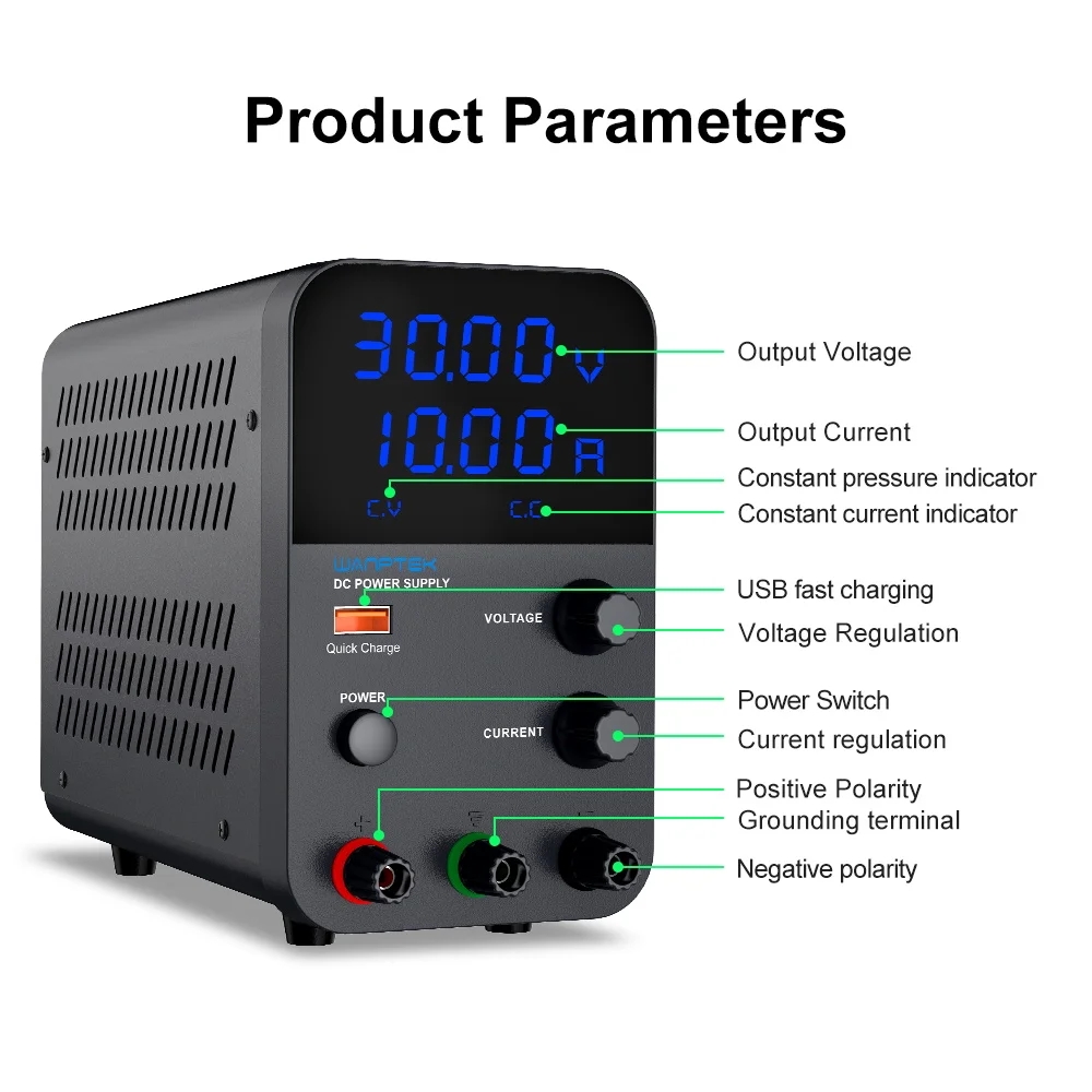 Wanptek Adjustable DC Power Supply 30V 10A 60V 5A 120V3A Laboratory ...