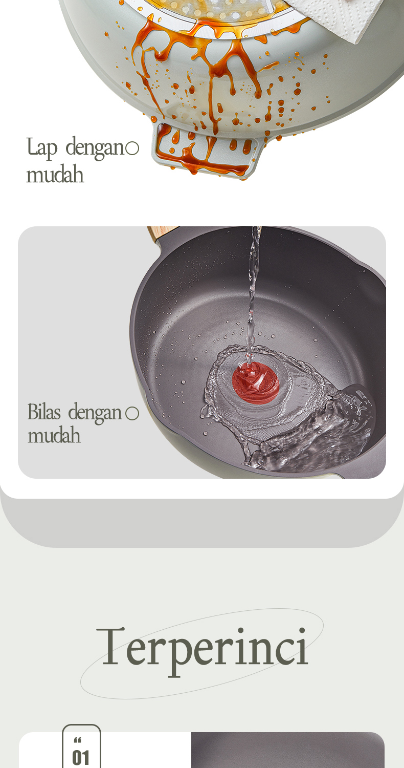 Ecowin cookware temperature sensing wok kuali non-stick pan comes with ...