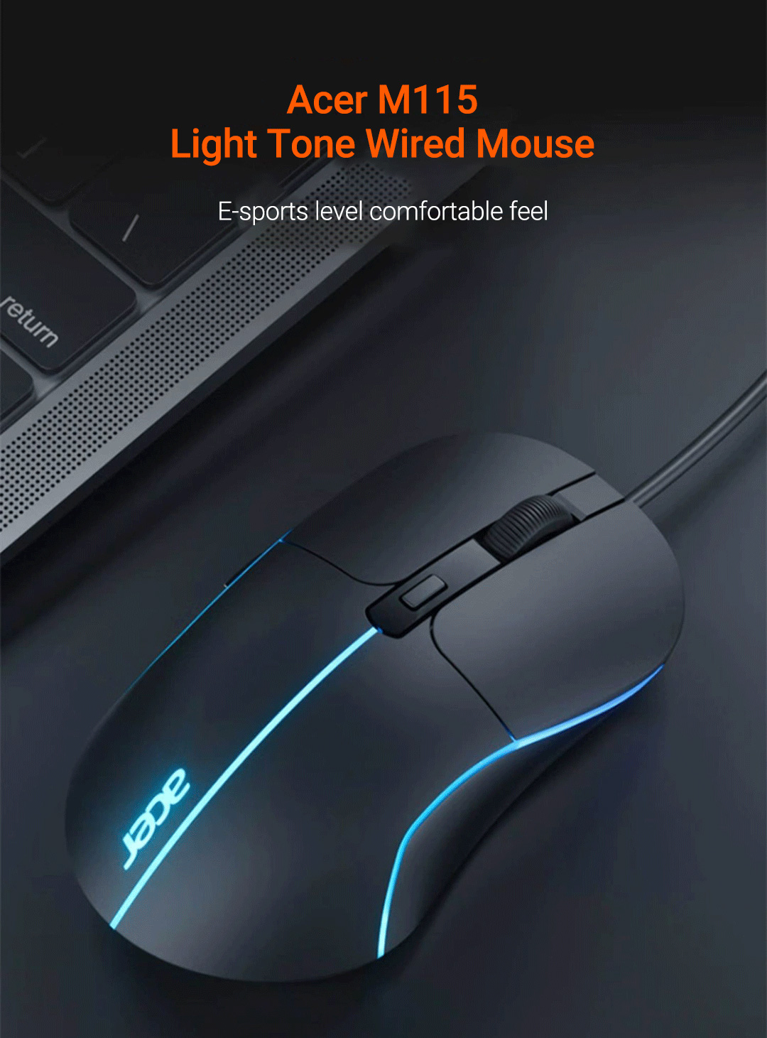 Acer USB Wired Mouse M115 Colorful Light Effect 800/1600/2400/3200DPI ...