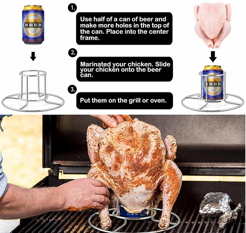 Grilled chicken rack, outdoor grilled beer chicken rack, metal carbon ...