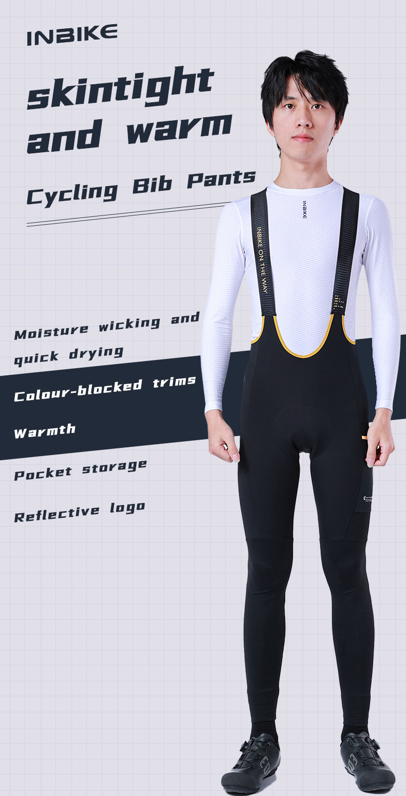 INBIKE Men's Cycling Bibs Pants Winter Tights Mesh Back 3D Padded Thermal Reflective Bicycle ...