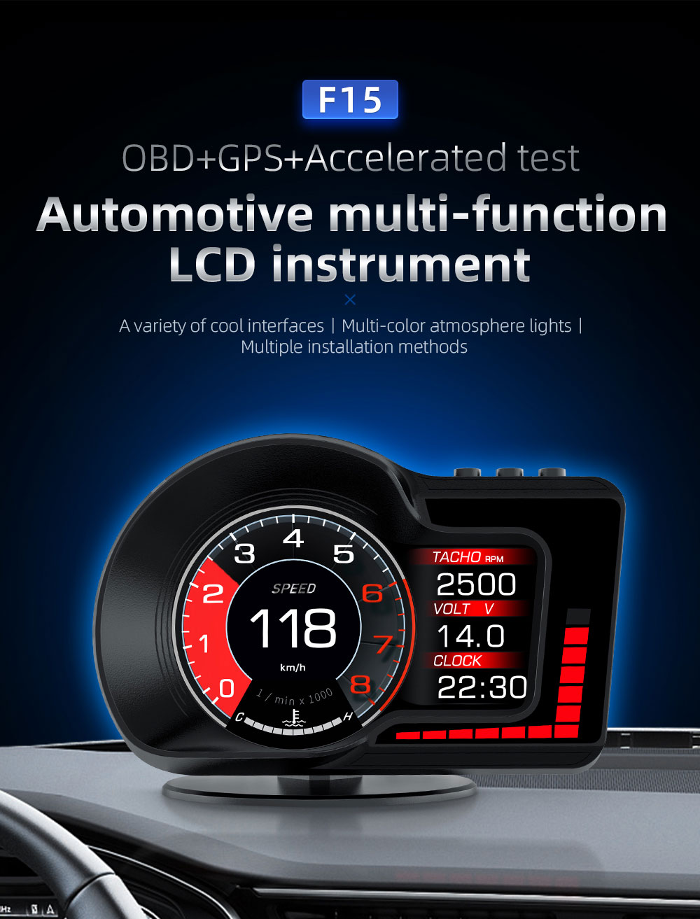 New Model🇲🇾 F15 Car OBD OBD2 Meter GPS Digital Scanner Speedometer ...