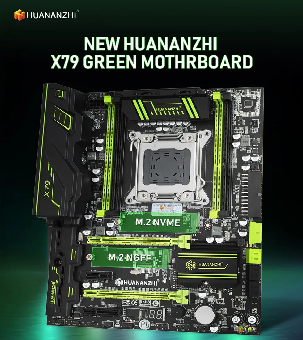 HUANANZHI X79 GREEN 2.49 V3.1 X79 motherboard LGA2011 ATX USB3.0 SATA3 PCI-E NVME M.2 SSD ...